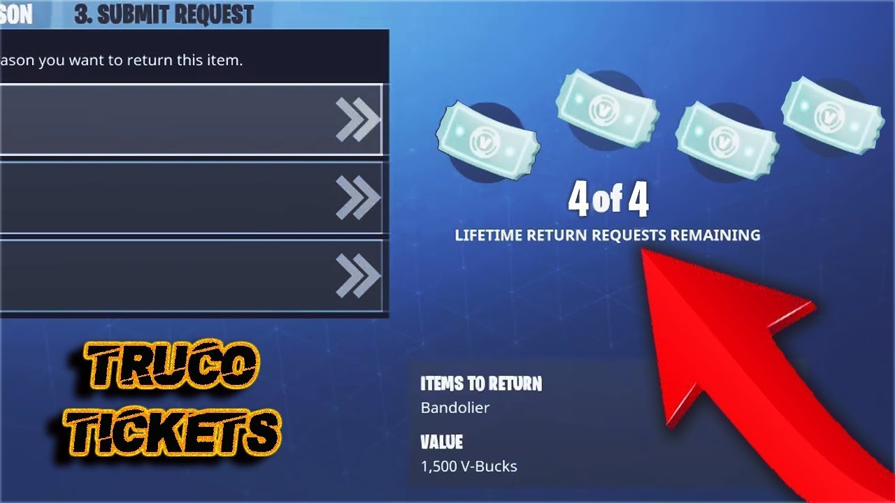Como recuperar los tickets de devolución en Fortnite